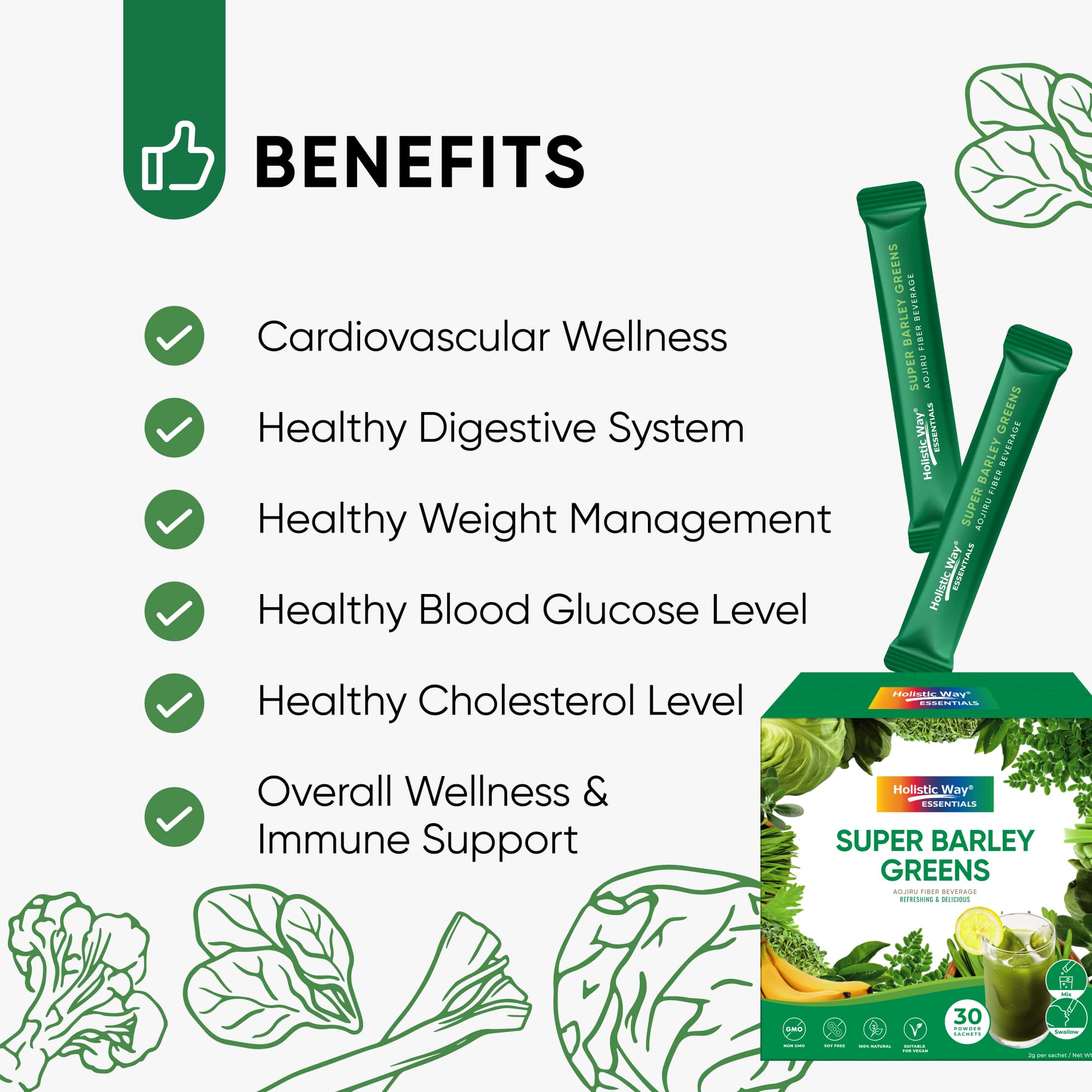 Holistic Way Super Barley Greens (30 Sachets)