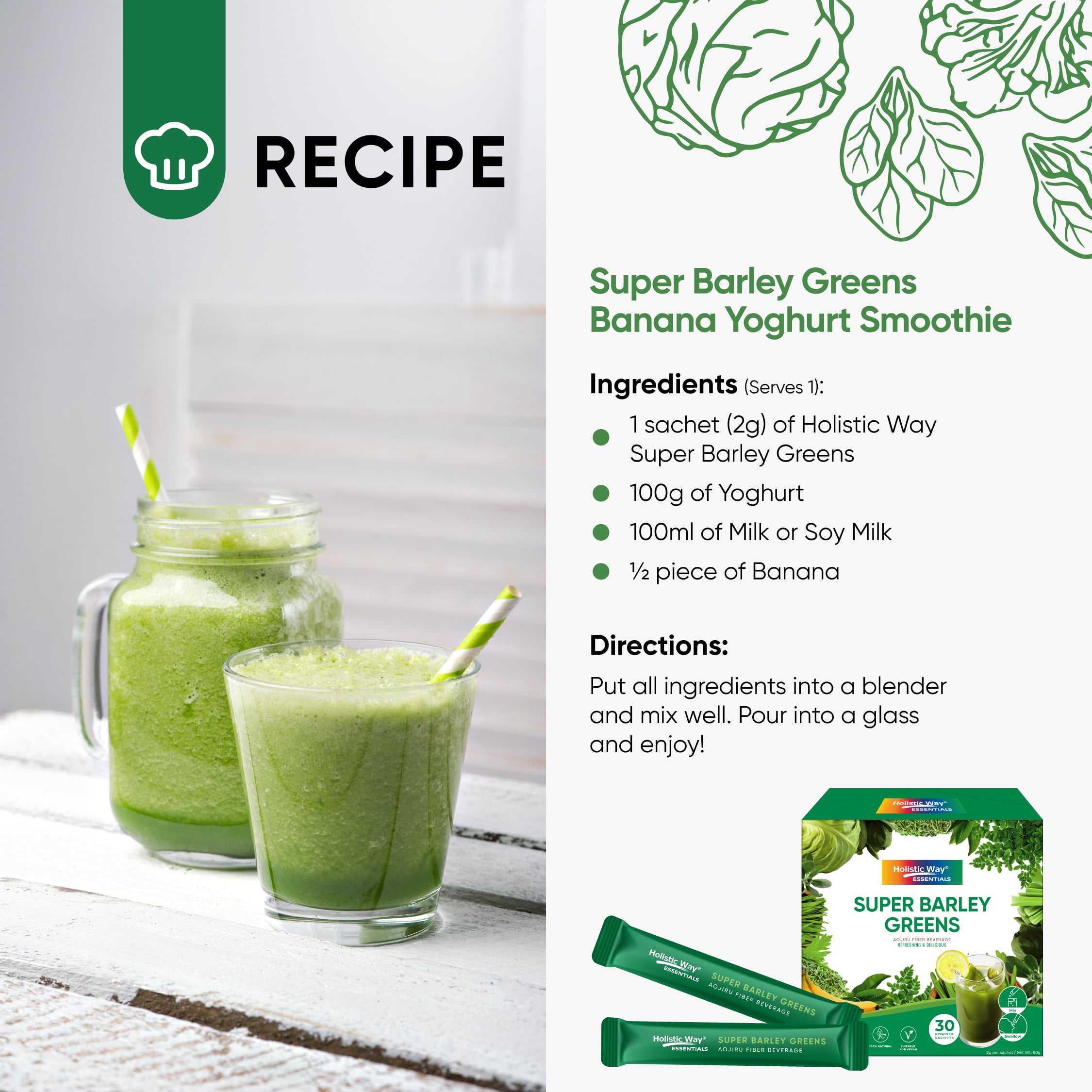 Holistic Way Super Barley Greens (30 Sachets)