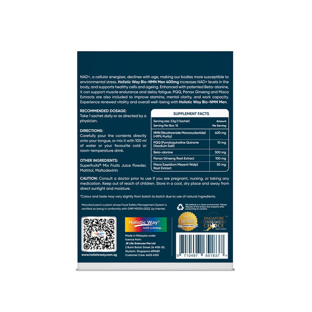 Bio-NMN Men 400mg l NMN for Longevity & Vitality – Holistic Way